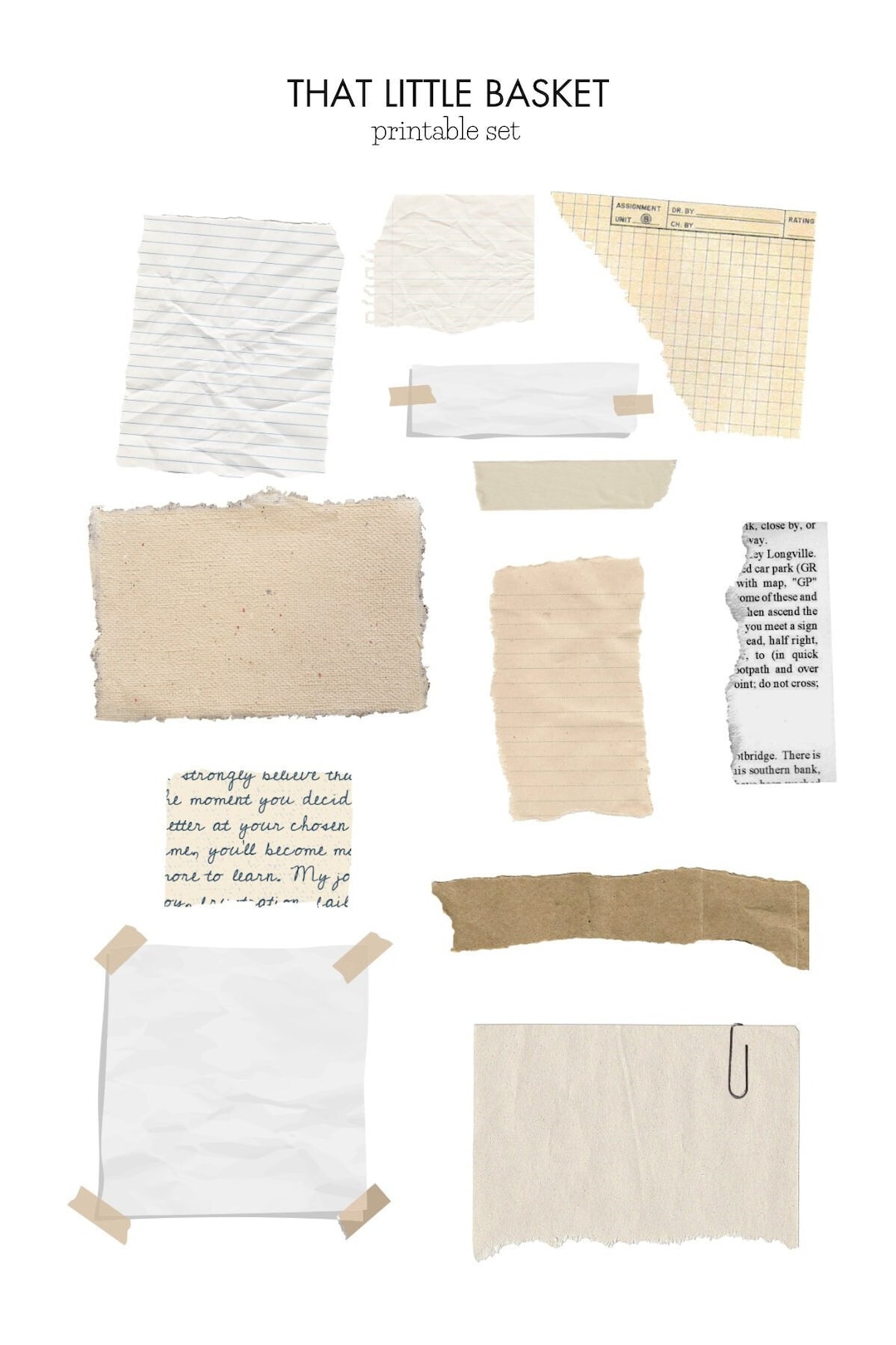 Ripped Scrap Papers Printable A4, 8.5x11 Digital for Clusters ...