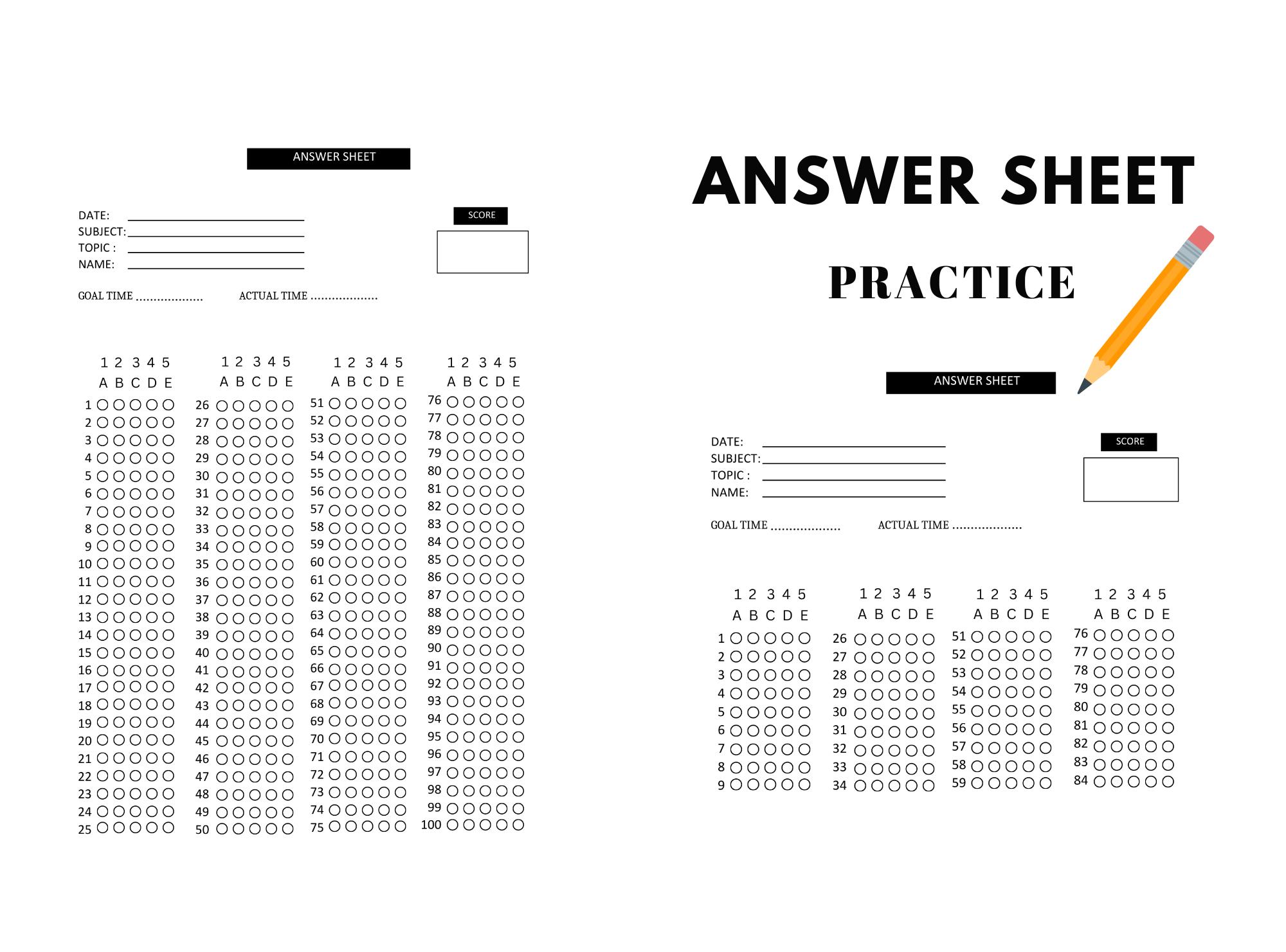 Zipgrade Answer Sheet PDF – Printable 50/100 Question Bubble Sheet – Instant Digital Download ...