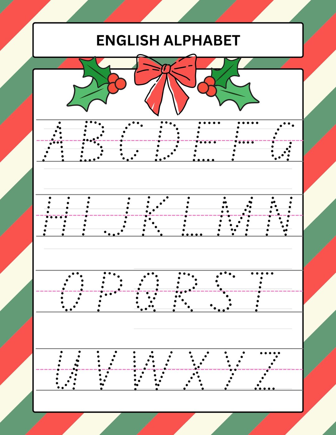 Christmas Alphabet Practice Worksheets – A to Z Tracing, Colouring ...
