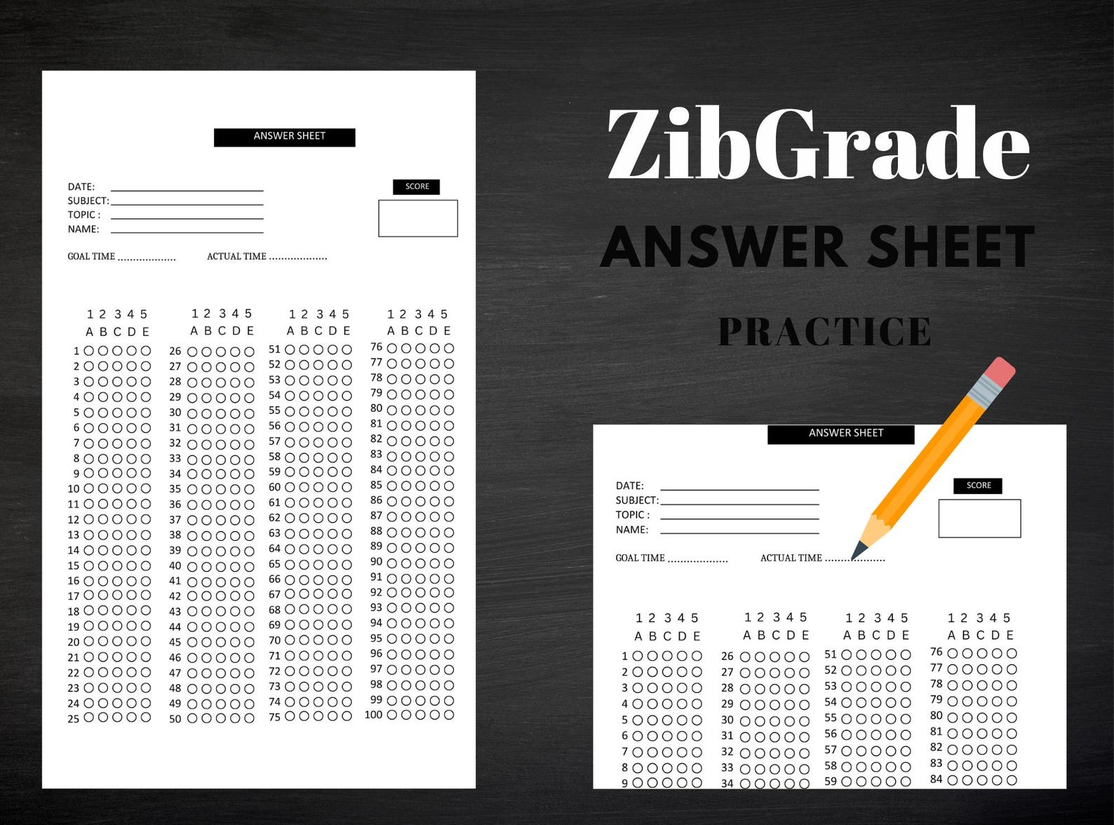 Zipgrade Answer Sheet PDF – Printable 50/100 Question Bubble Sheet ...