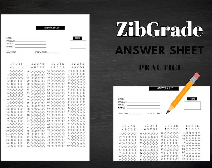 Zipgrade Answer Sheet PDF – Printable 50/100 Question Bubble Sheet – Instant Digital Download ...