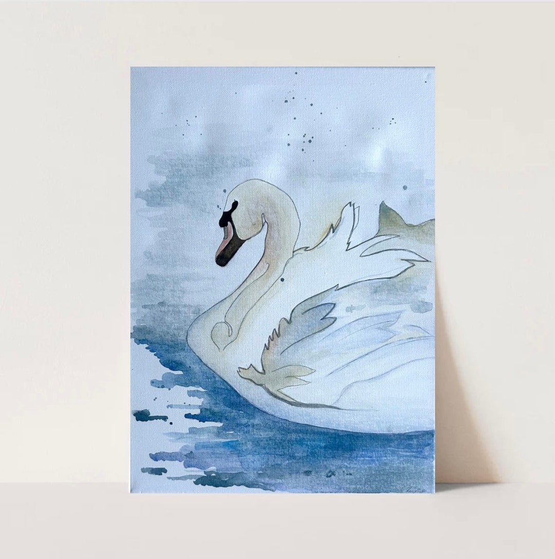 Swan Watercolour Painting - Etsy