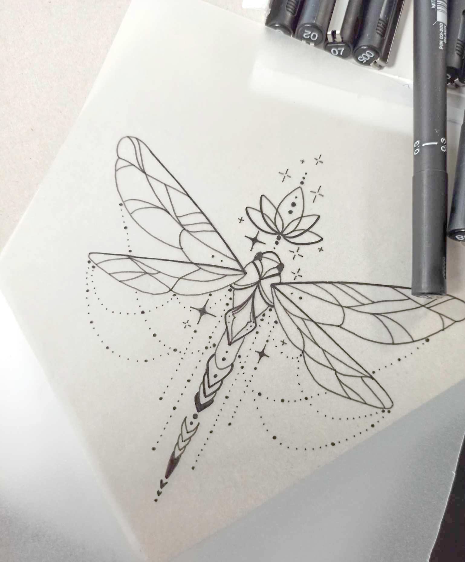 Dragonfly Tattoo Ideas Design Art Sketch Drawing - Etsy