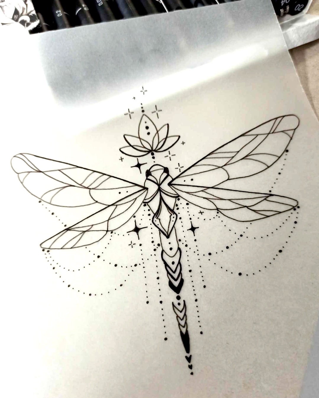 Dragonfly Tattoo Ideas Design Art Sketch Drawing - Etsy