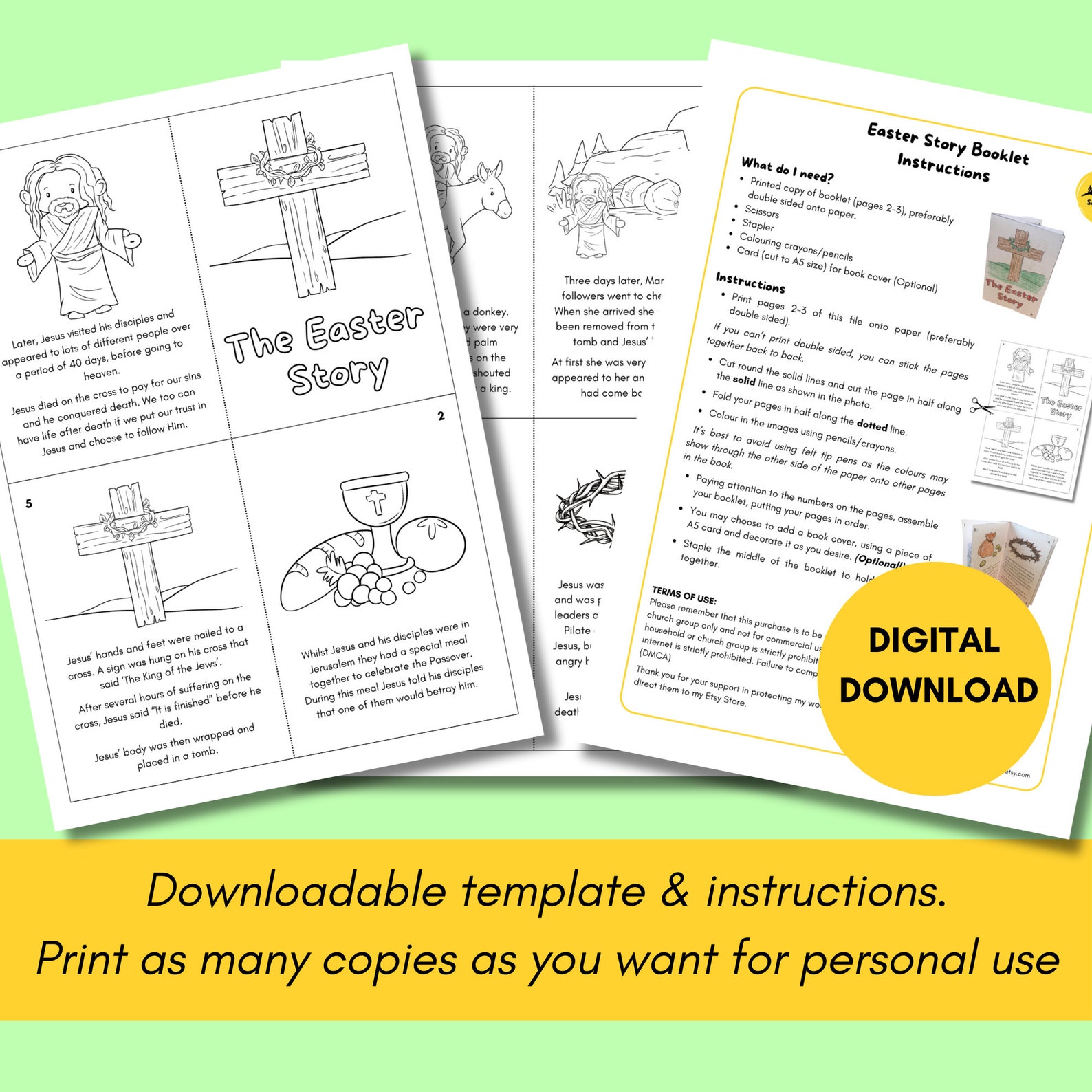 Easter Story Booklet Craft: Children's Colouring Activity (PDF) - Etsy