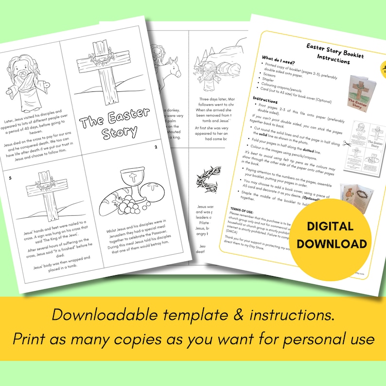 Easter Story Booklet Craft: Children's Colouring Activity (PDF) - Etsy