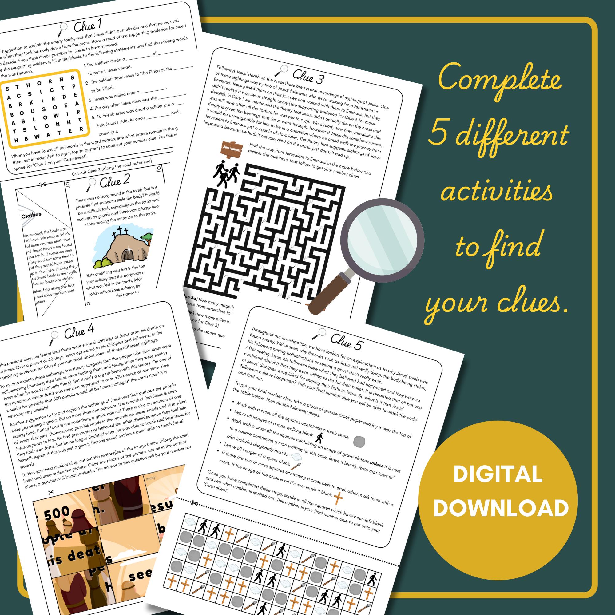 The Case of the Empty Tomb | Easter Themed 'solve the Mystery' Activity ...