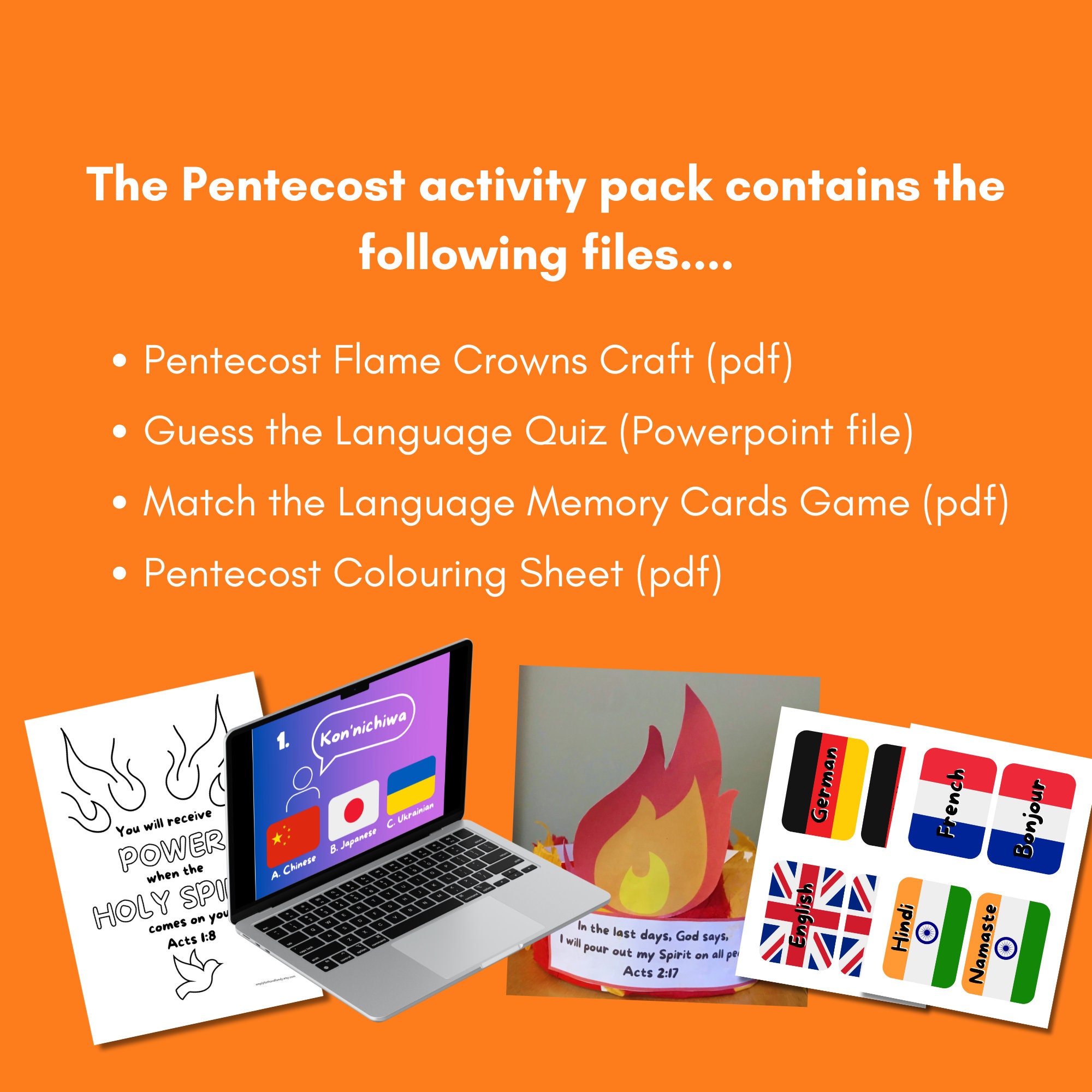Pentecost Activity Pack | Pentecost Flame Crown Craft | Match the ...