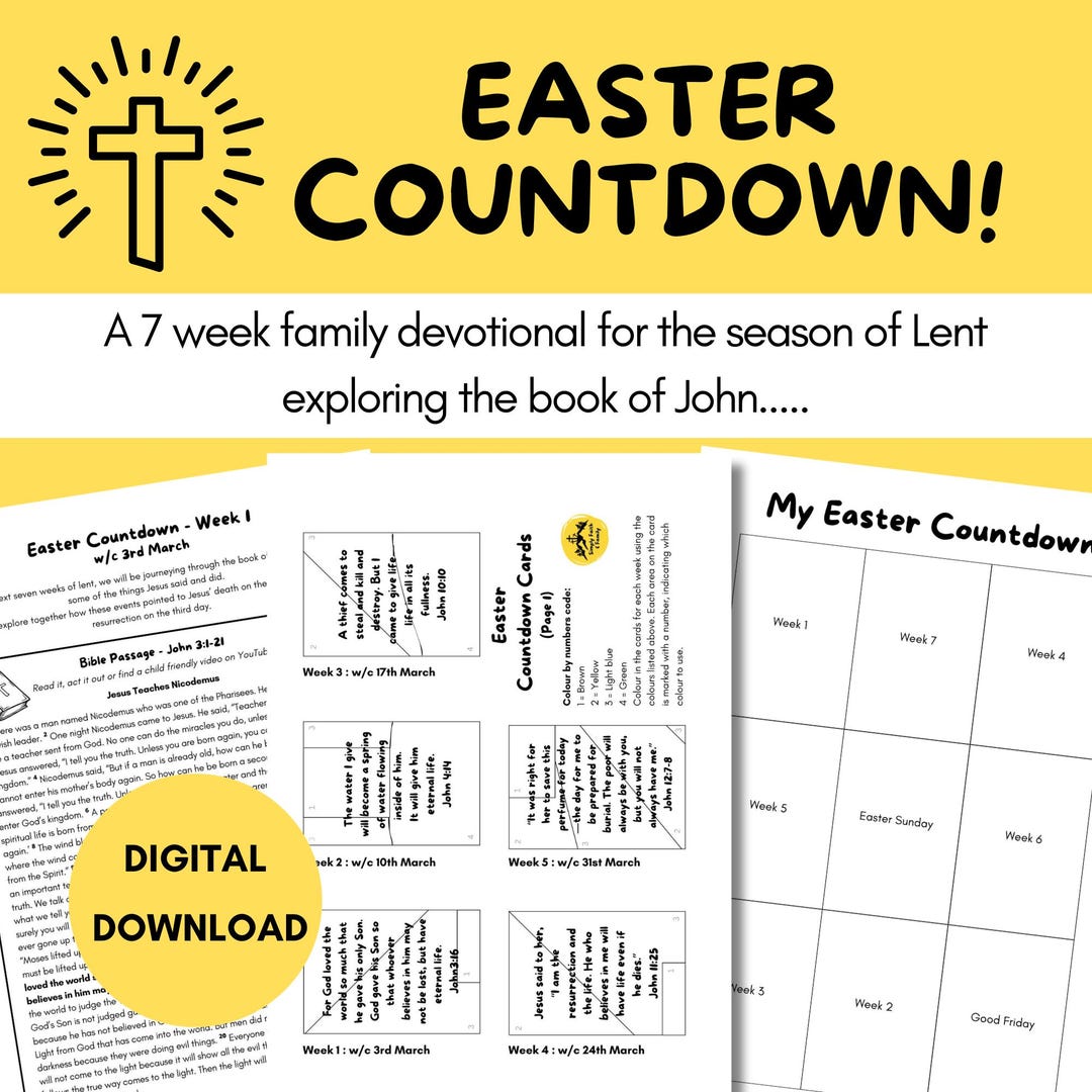 The Easter Countdown | 7 Week Family Devotional for Season of Lent From ...