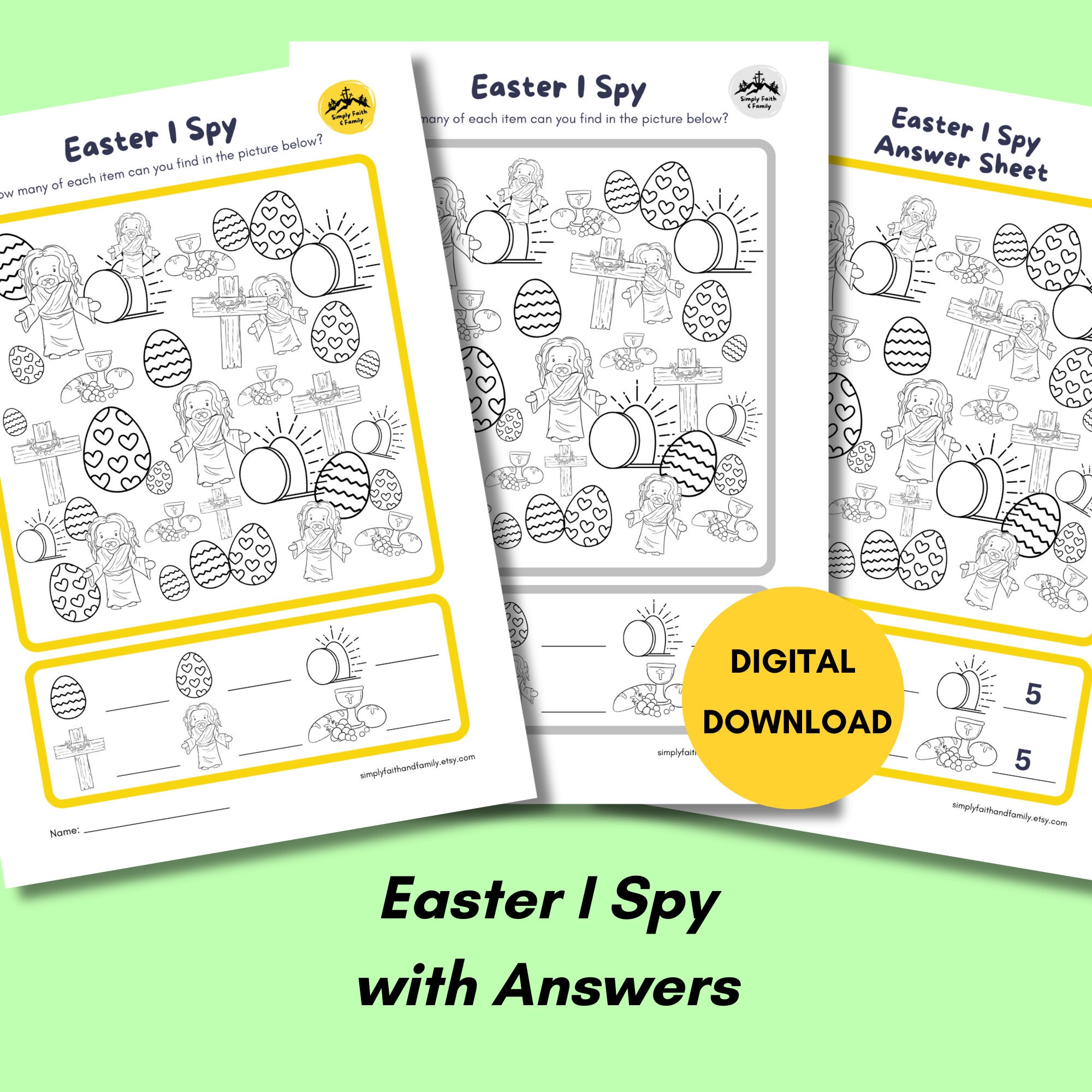 Easter Activity Sheets: Coloring, Word Search, I Spy (digital Download ...