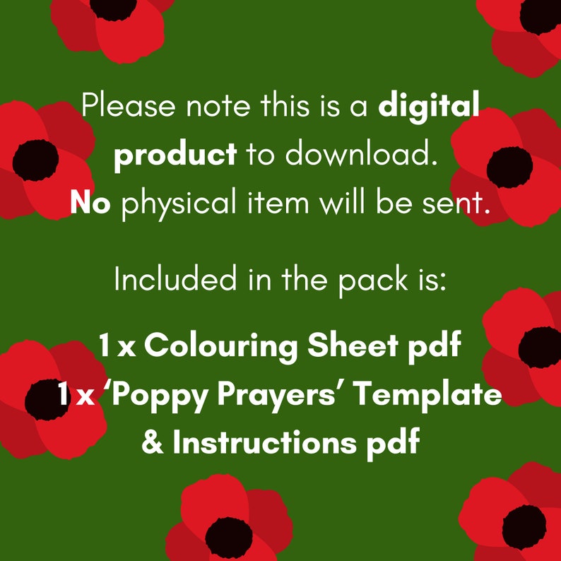 Remembrance Day Poppy Prayer & Coloring Sheet (digital Download) - Etsy