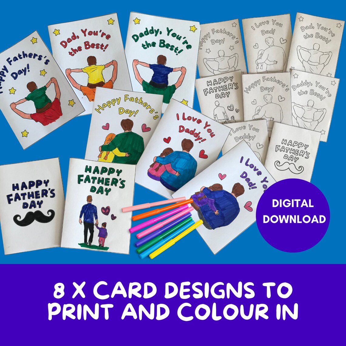Father's Day Cards & Bible Verse Bookmarks: Coloring Activity (digital ...