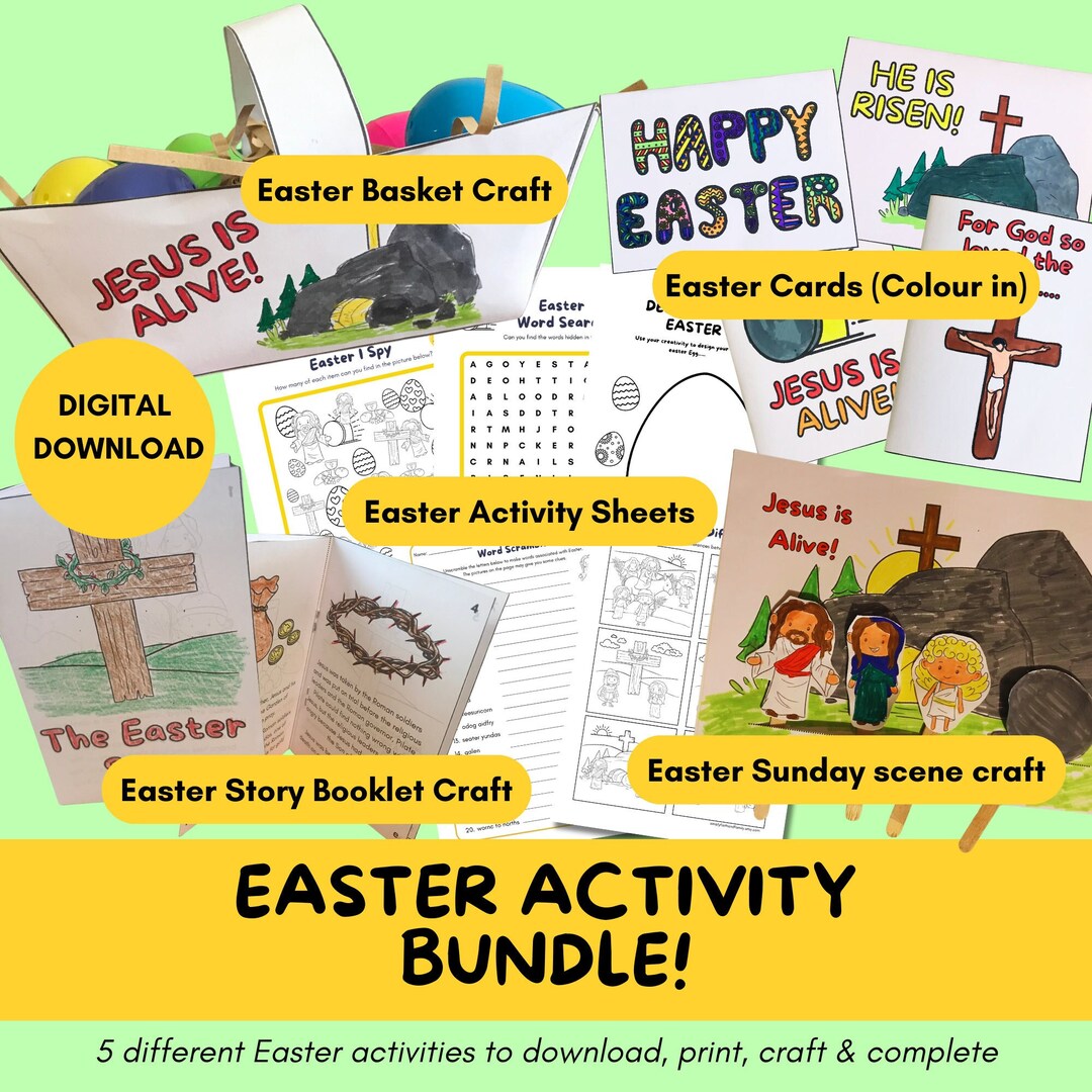 Easter Activity Bundle: Crafts, Cards, Story Booklet (digital Download ...