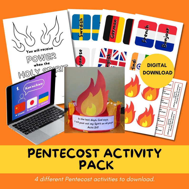 Pentecost Activity Pack | Pentecost Flame Crown Craft | Match the ...