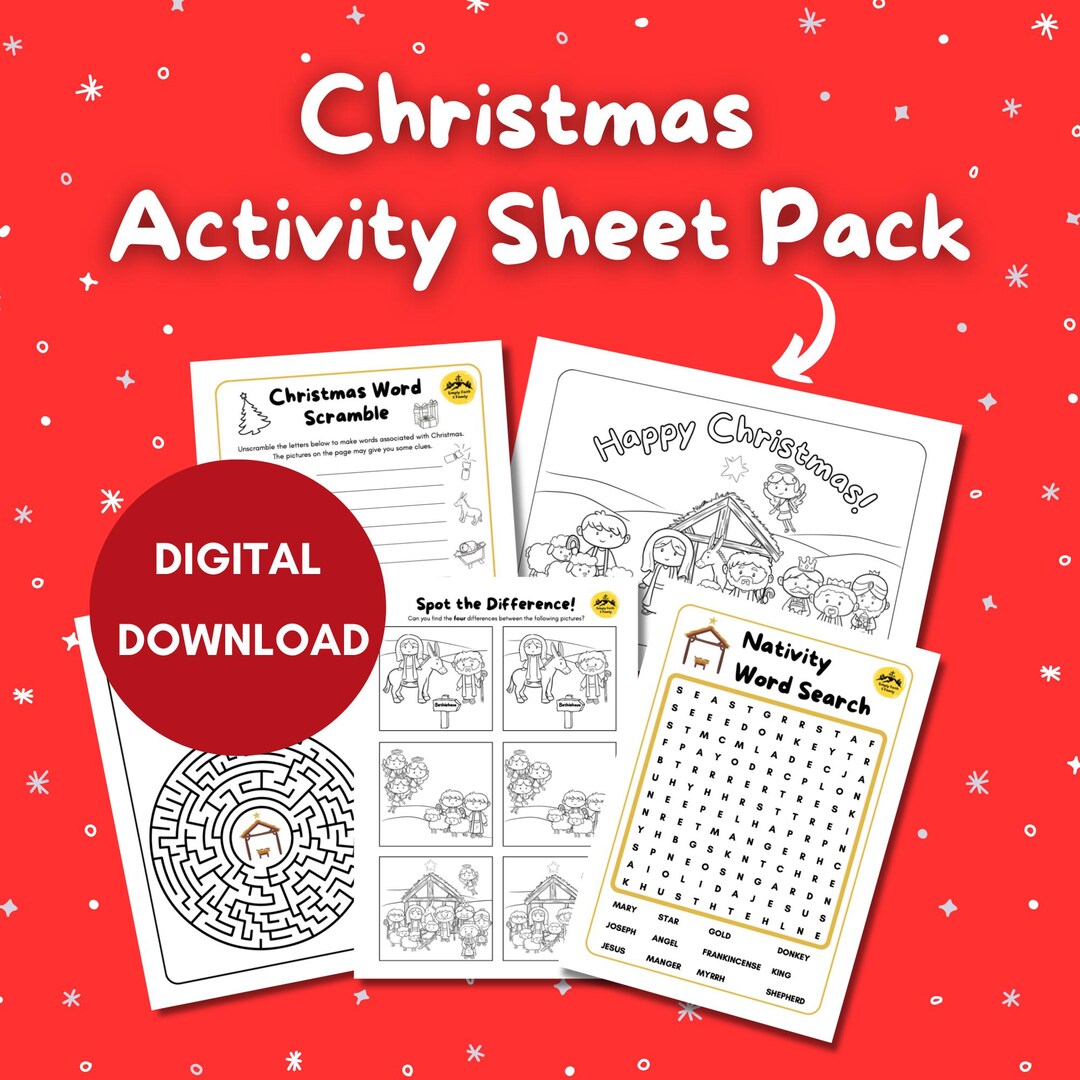 Christmas Activity Sheet Pack Nativity Colouring Sheet Nativity Word ...