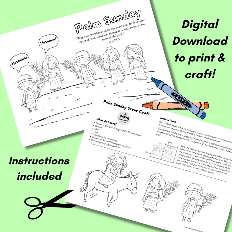 Palm Sunday Craft | Craft Stick Puppets | Digital Download | Tell the ...
