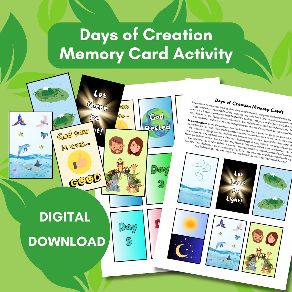 Creation Story Activities: Colouring Wheel, Memory Cards (digital ...