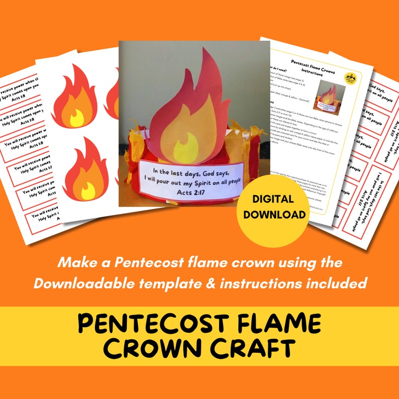 Pentecost Activity Pack | Pentecost Flame Crown Craft | Match the ...