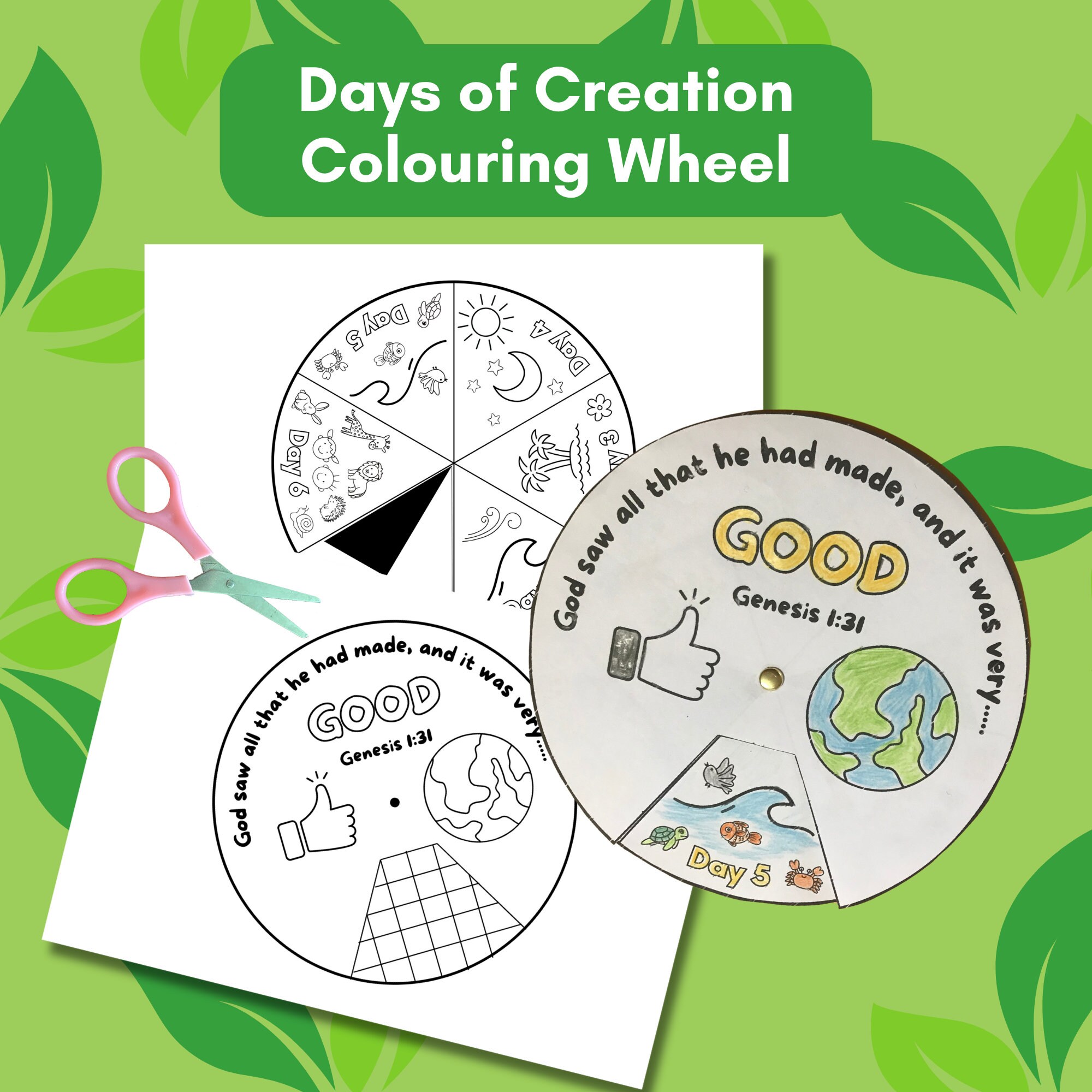 Creation Story Activities | Days of Creation Colouring Wheel ...