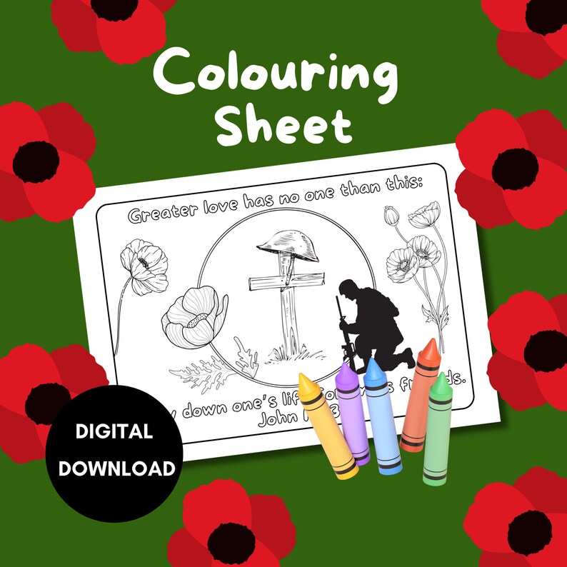 Remembrance Day Poppy Prayer & Coloring Sheet (digital Download) - Etsy