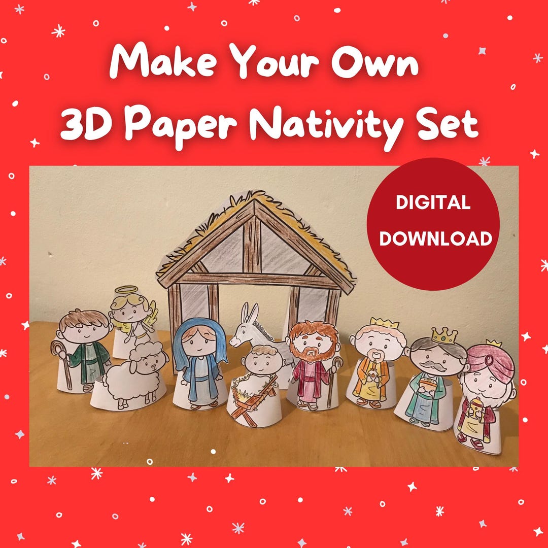 Make Your Own 3D Paper Nativity Set | Digital Download | Christmas ...