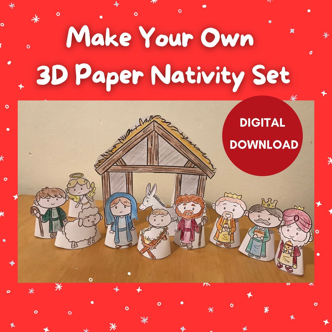 Make Your Own 3D Paper Nativity Set Digital Download Christmas Craft Activity - Etsy