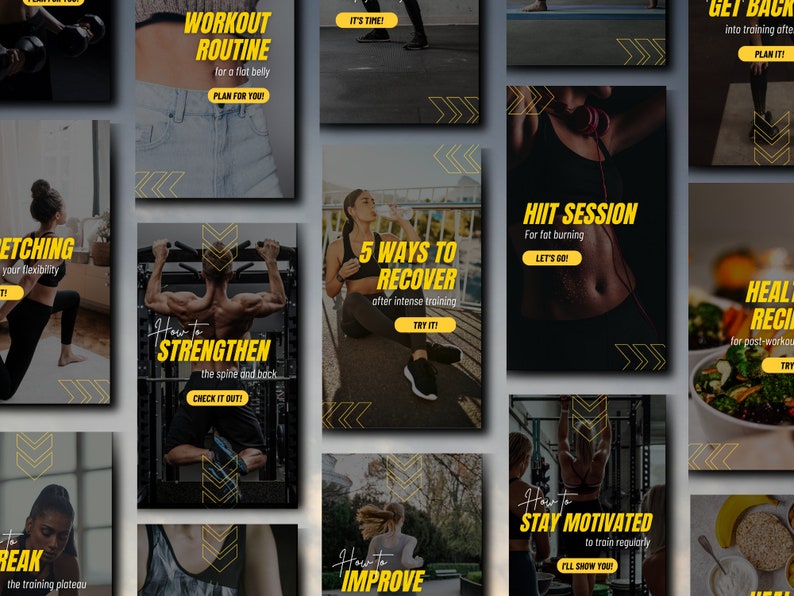 30 Fitness Instagram Reel Templates | Reel Template Cover | Reel Cover ...