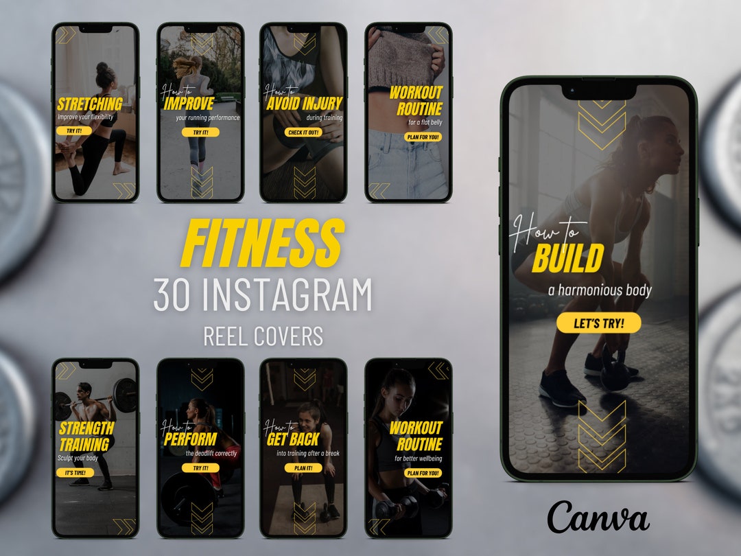 30 Fitness Instagram Reel Templates | Reel Template Cover | Reel Cover ...