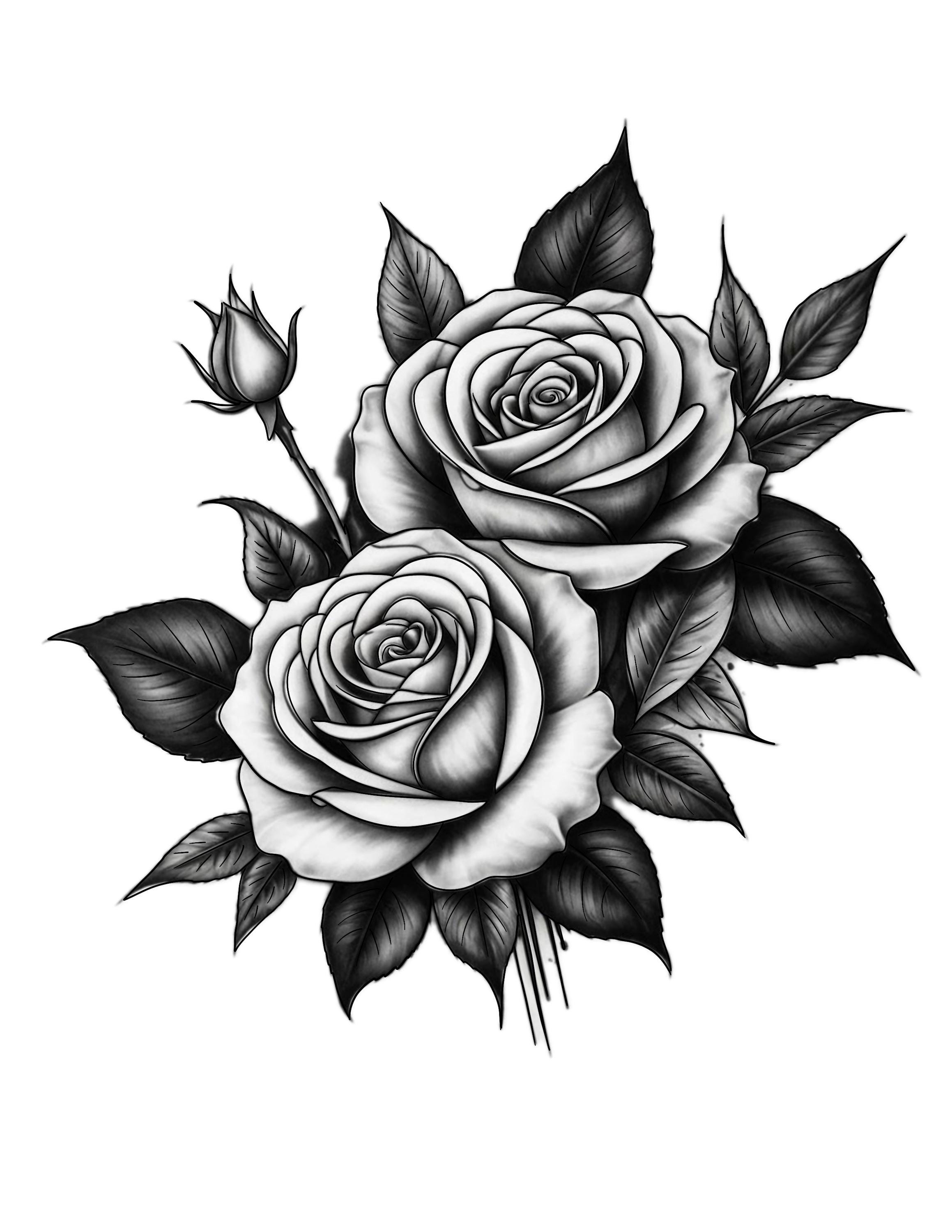 Rose Tattoo Designs With Stencils - Etsy