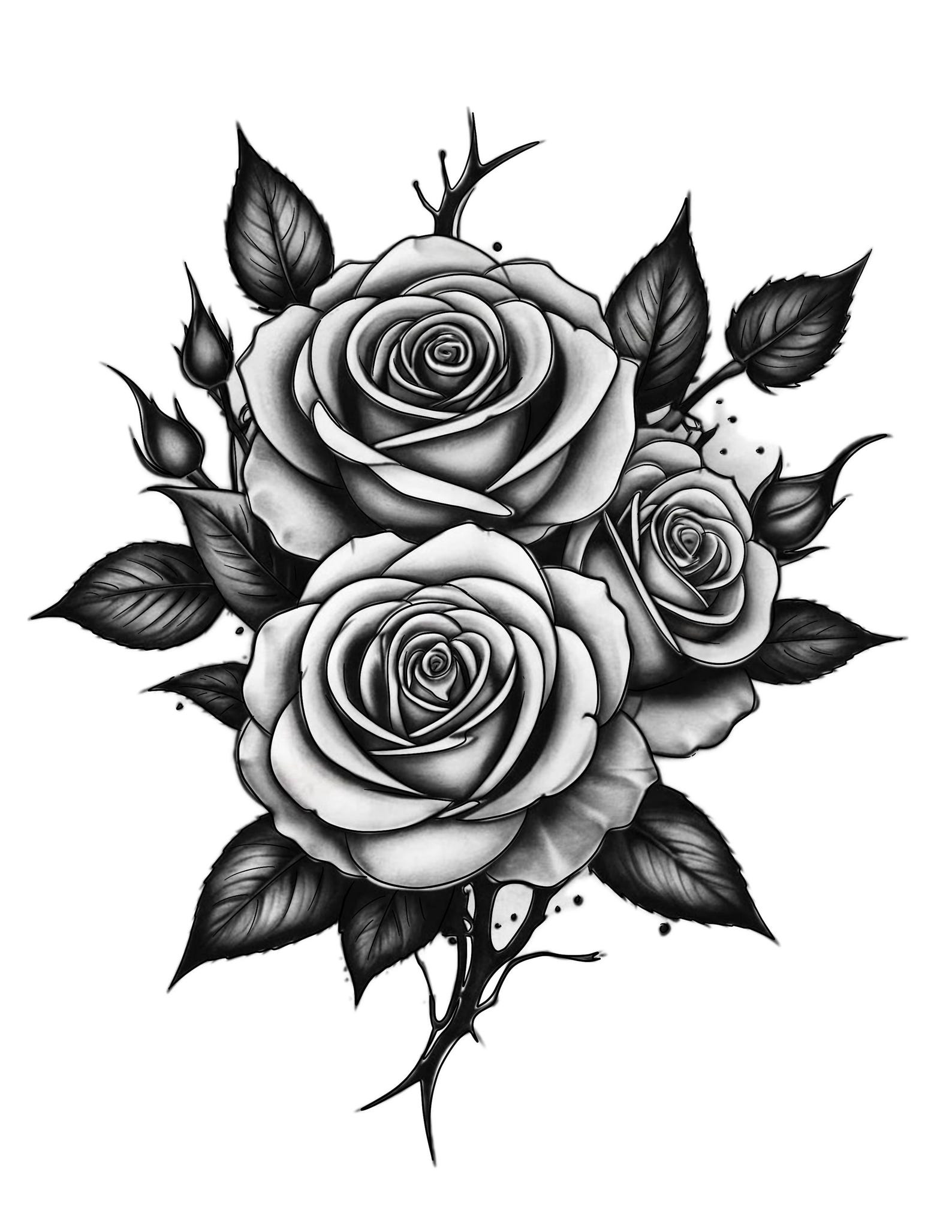 Rose Tattoo Designs With Stencils - Etsy