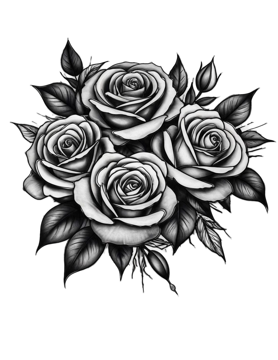 Rose Tattoo Designs With Stencils - Etsy