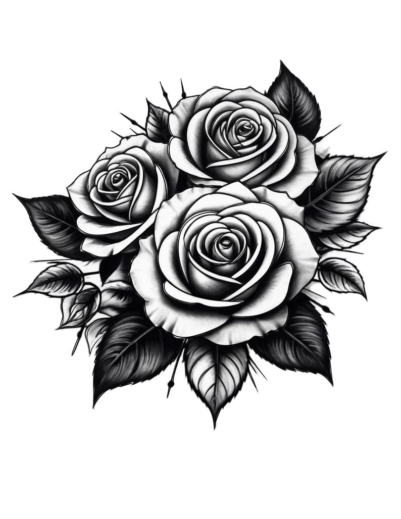 Rose Tattoo Designs With Stencils - Etsy