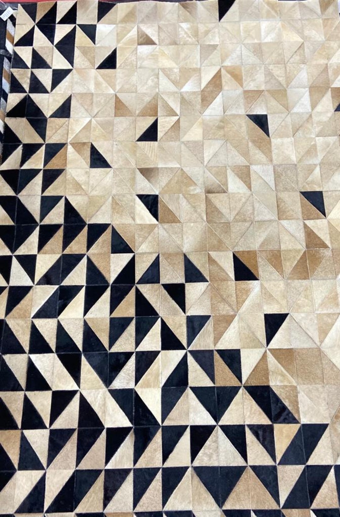 Cowhide Area Rug Black&beige Patchwork Design Handmade Leather - Etsy