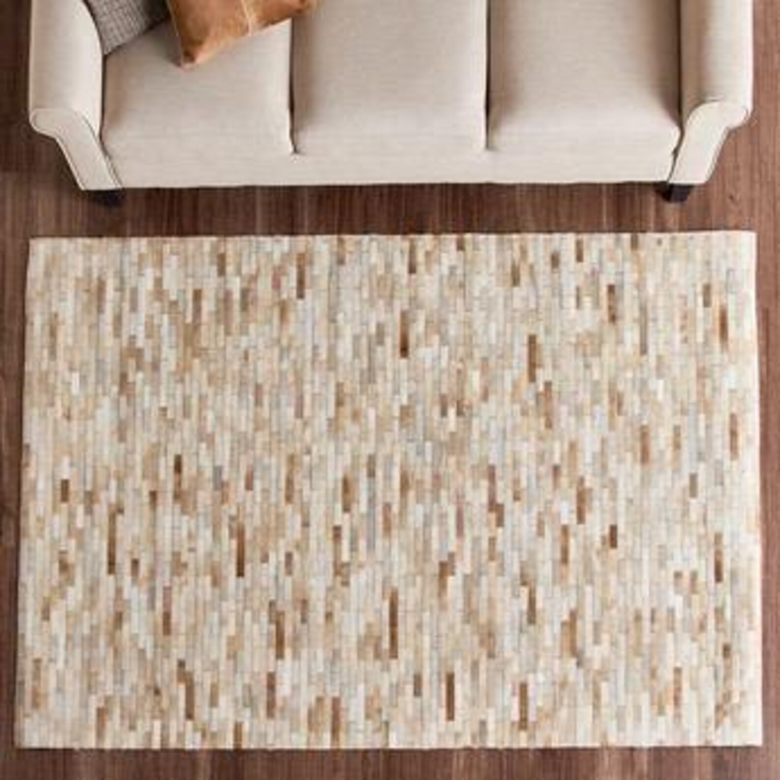 Cowhide Leather Patchwork Rug Leather Unique Design Rug Beige Carpet ...