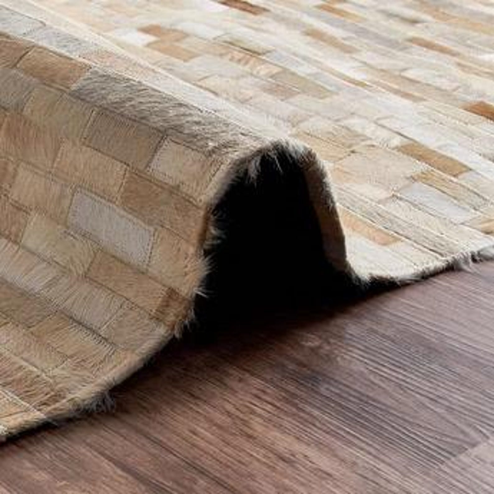 Cowhide Leather Patchwork Rug Leather Unique Design Rug Beige Carpet ...
