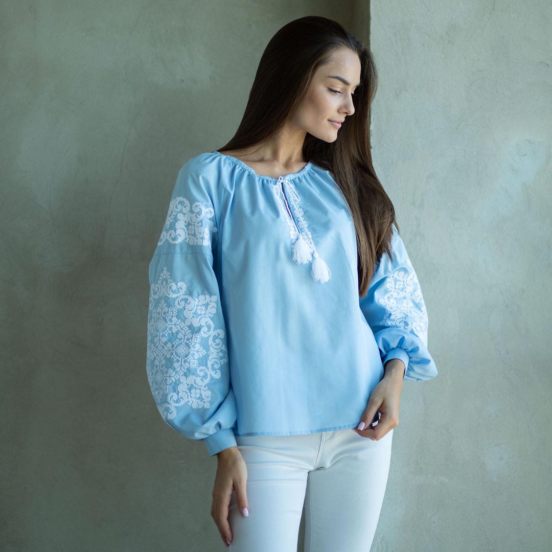 Folk Slavic Woman Vyshyvanka, Bohemian Embroidered Blouse - Etsy
