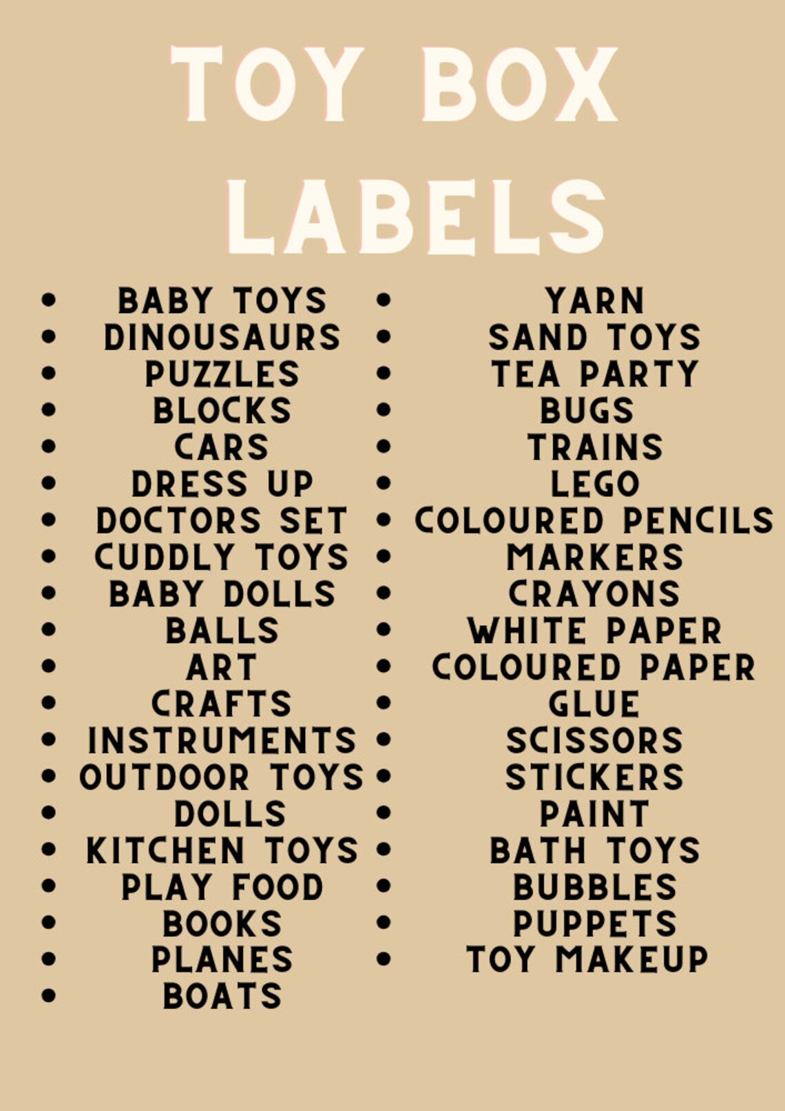 40 Toy Box Labels INSTANT DOWNLOAD Preschool, Playroom, Homeschool, Toy ...