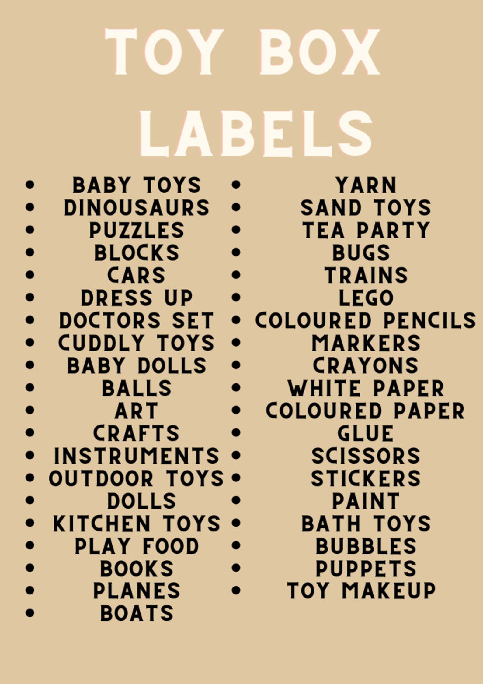 40 Toy Box Labels INSTANT DOWNLOAD Preschool, Playroom, Homeschool, Toy ...