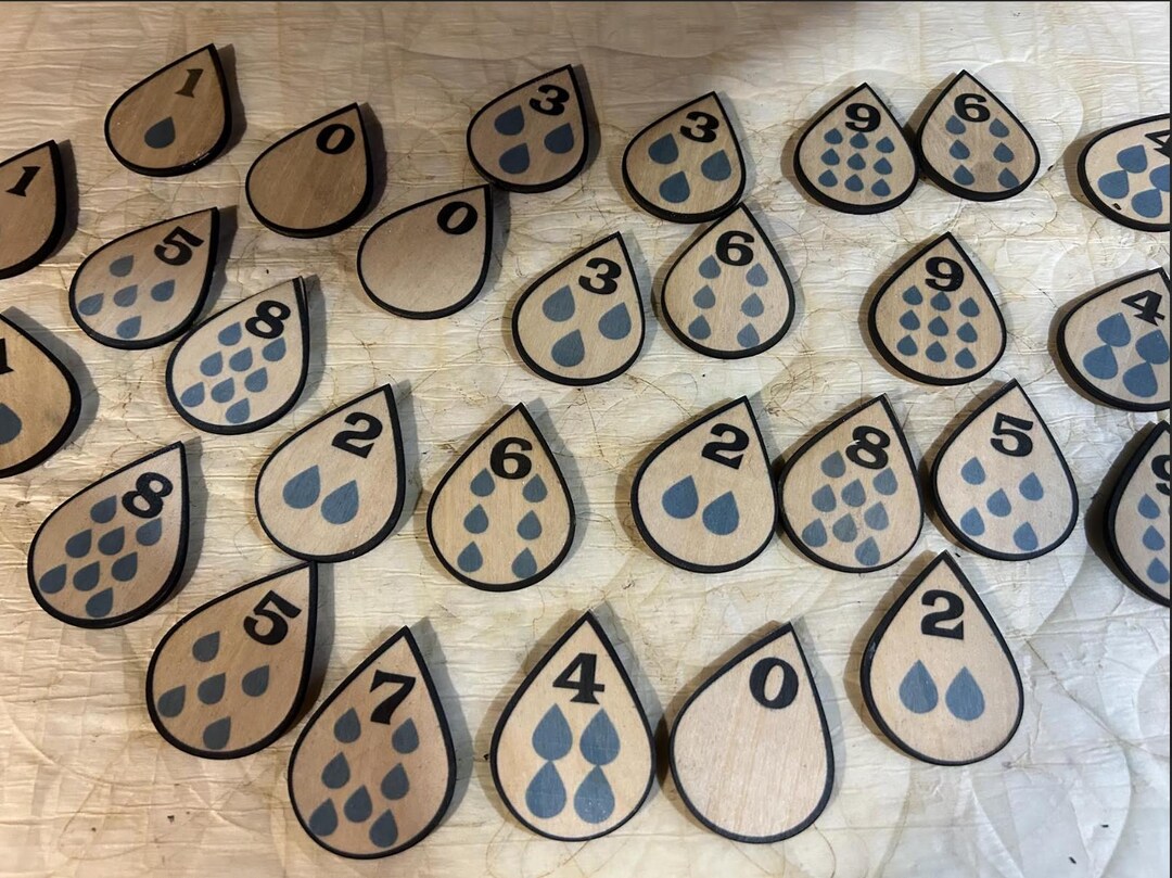 Rain Drop Number Tiles - Etsy