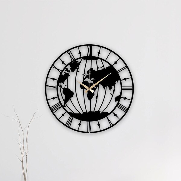 World Map Wall Clock - Etsy