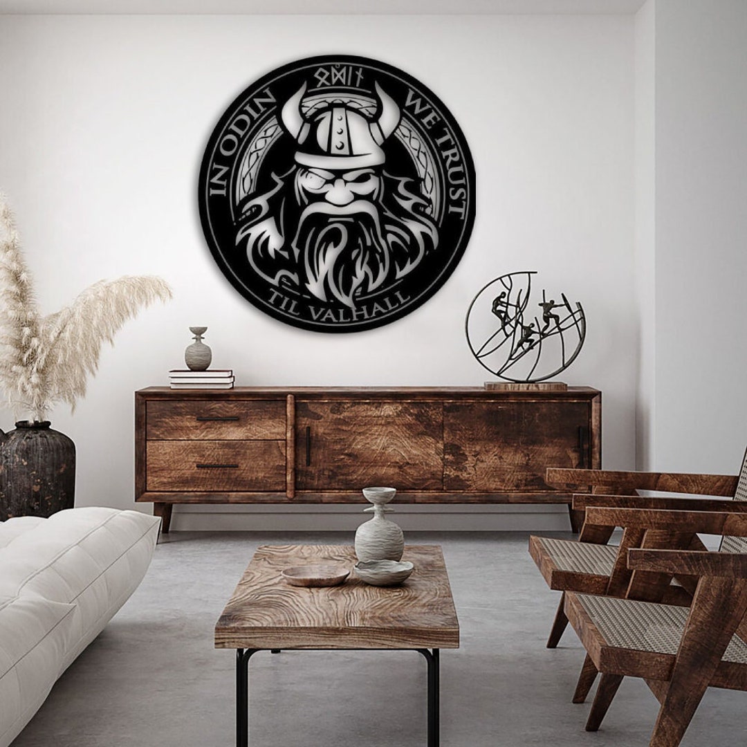 Viking Symbol Metal Wall Art, Norse Pagan, Vegvisir Decor, Wall Hanging ...