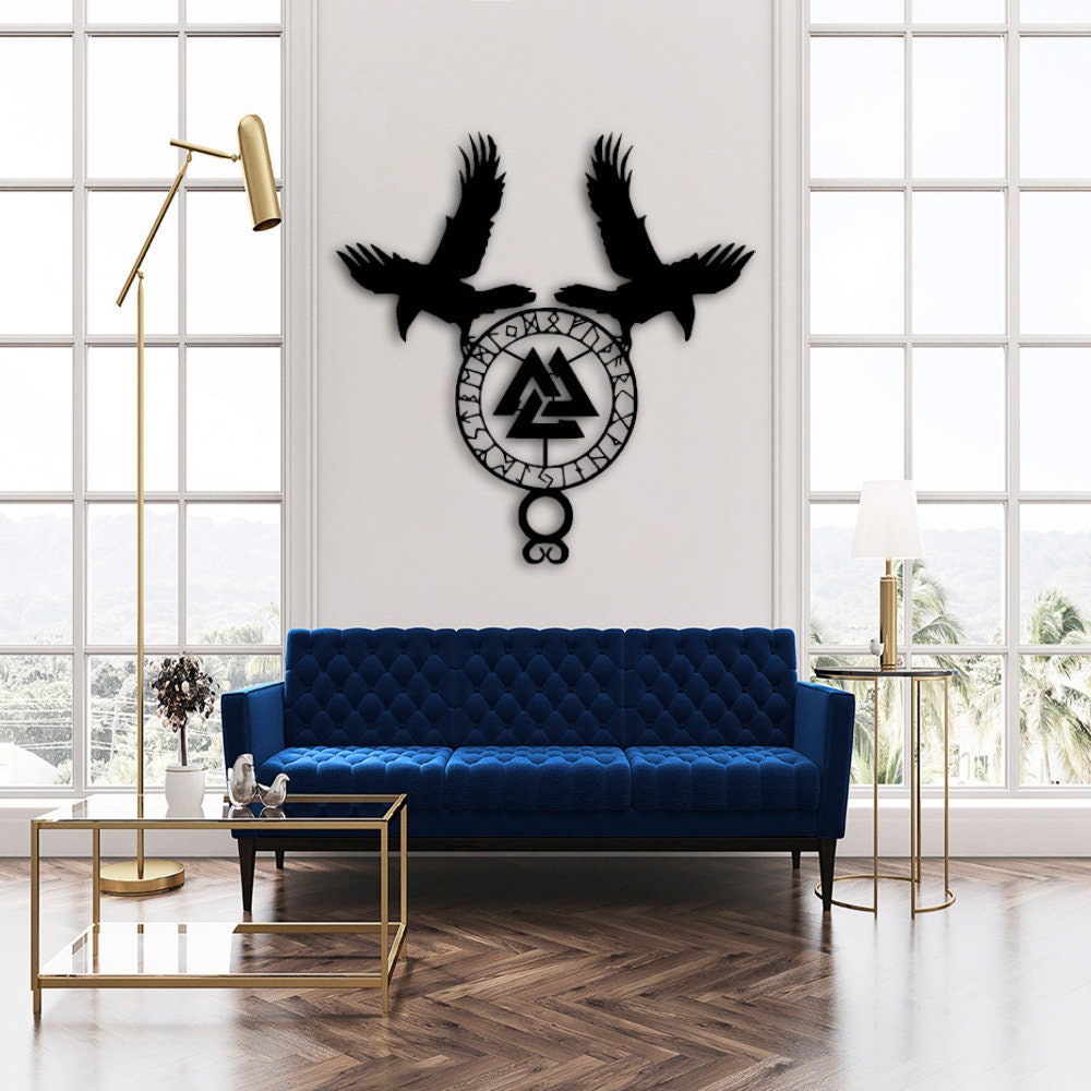 Viking Symbol Metal Wall Art, Norse Pagan, Vegvisir Decor, Wall Hanging ...