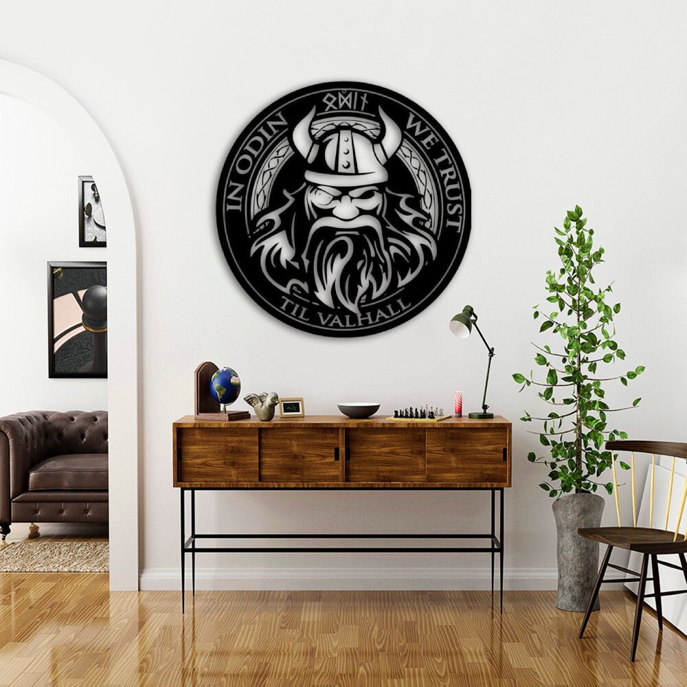 Viking Symbol Metal Wall Art, Norse Pagan, Vegvisir Decor, Wall Hanging ...