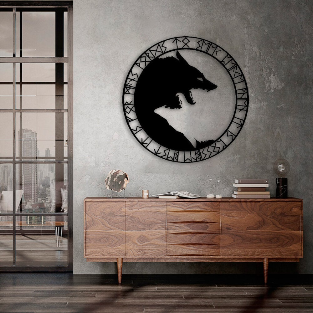 Viking Symbol Metal Wall Art, Norse Pagan, Vegvisir Decor, Wall Hanging ...