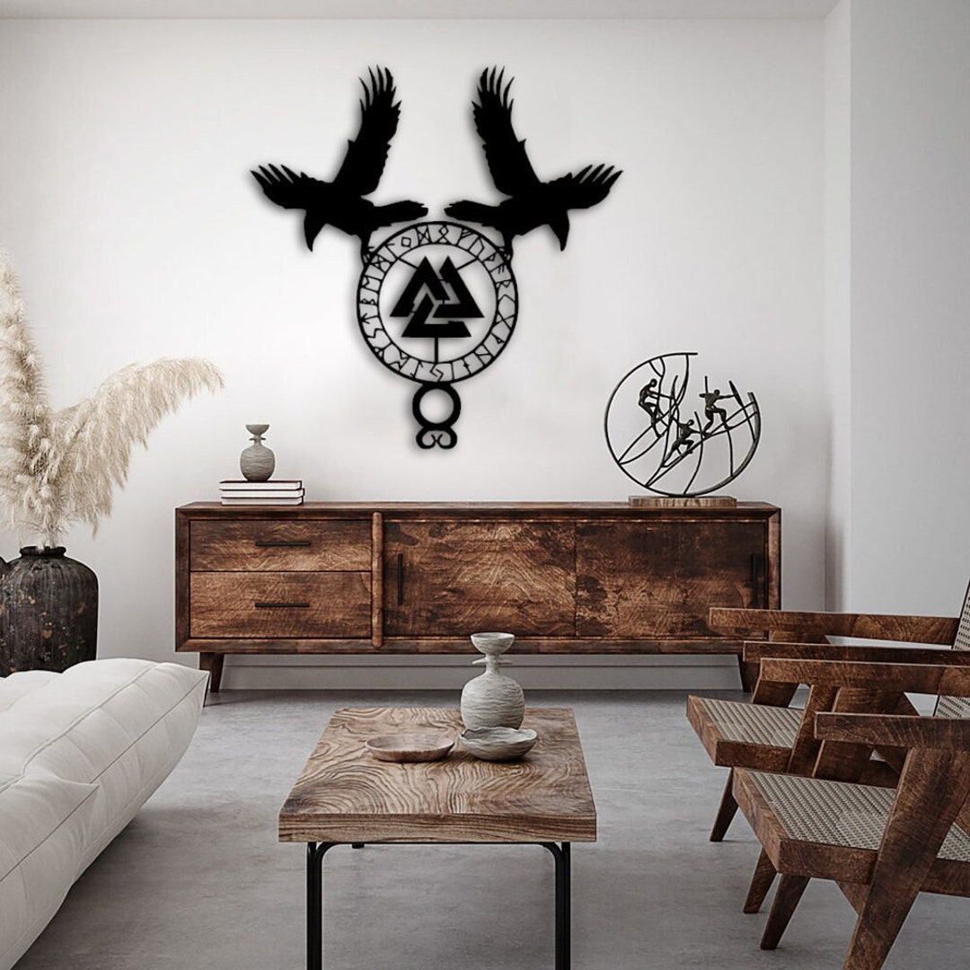 Viking Symbol Metal Wall Art, Norse Pagan, Vegvisir Decor, Wall Hanging ...