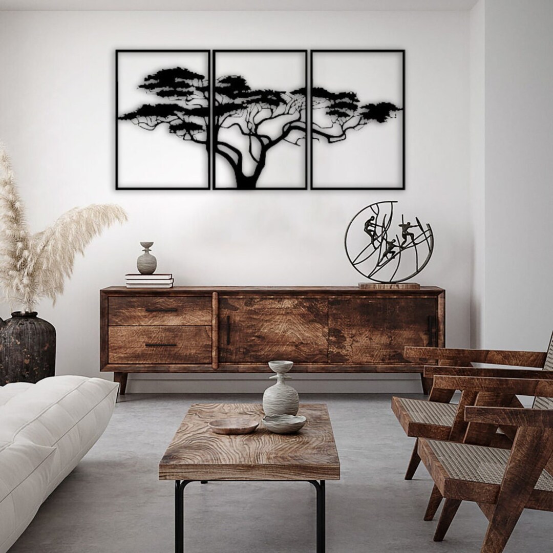 Tree of Life 3 Panels Metal Decor, Metal Wall Art, Tree of Life 3 ...