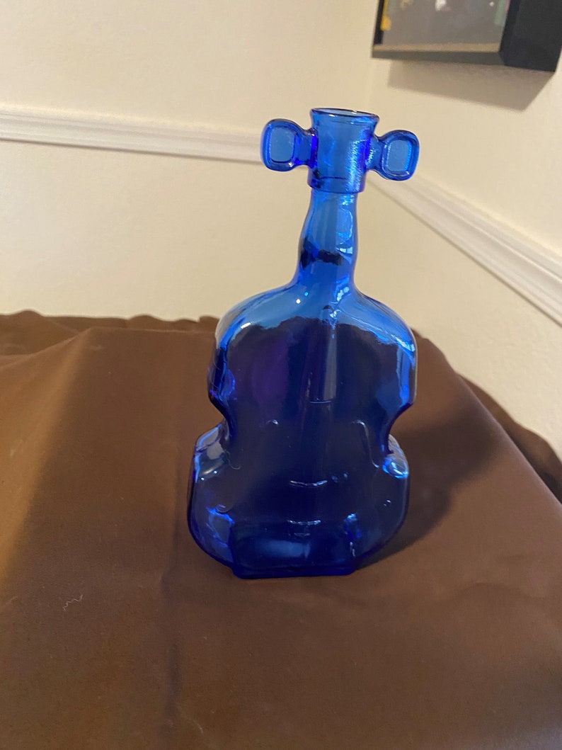 Vintage Cobalt Blue Glass Violin Bottle - Etsy