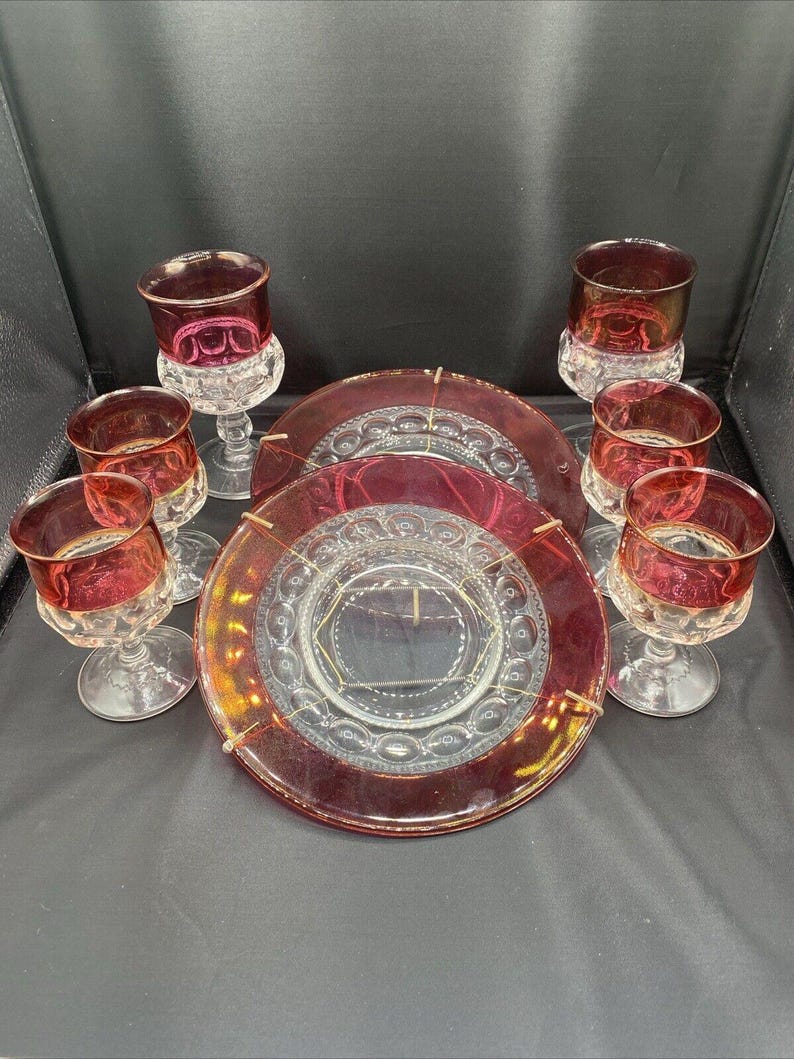 Vintage Kings Crown Ruby Thumbprint Lot 8pc - Etsy