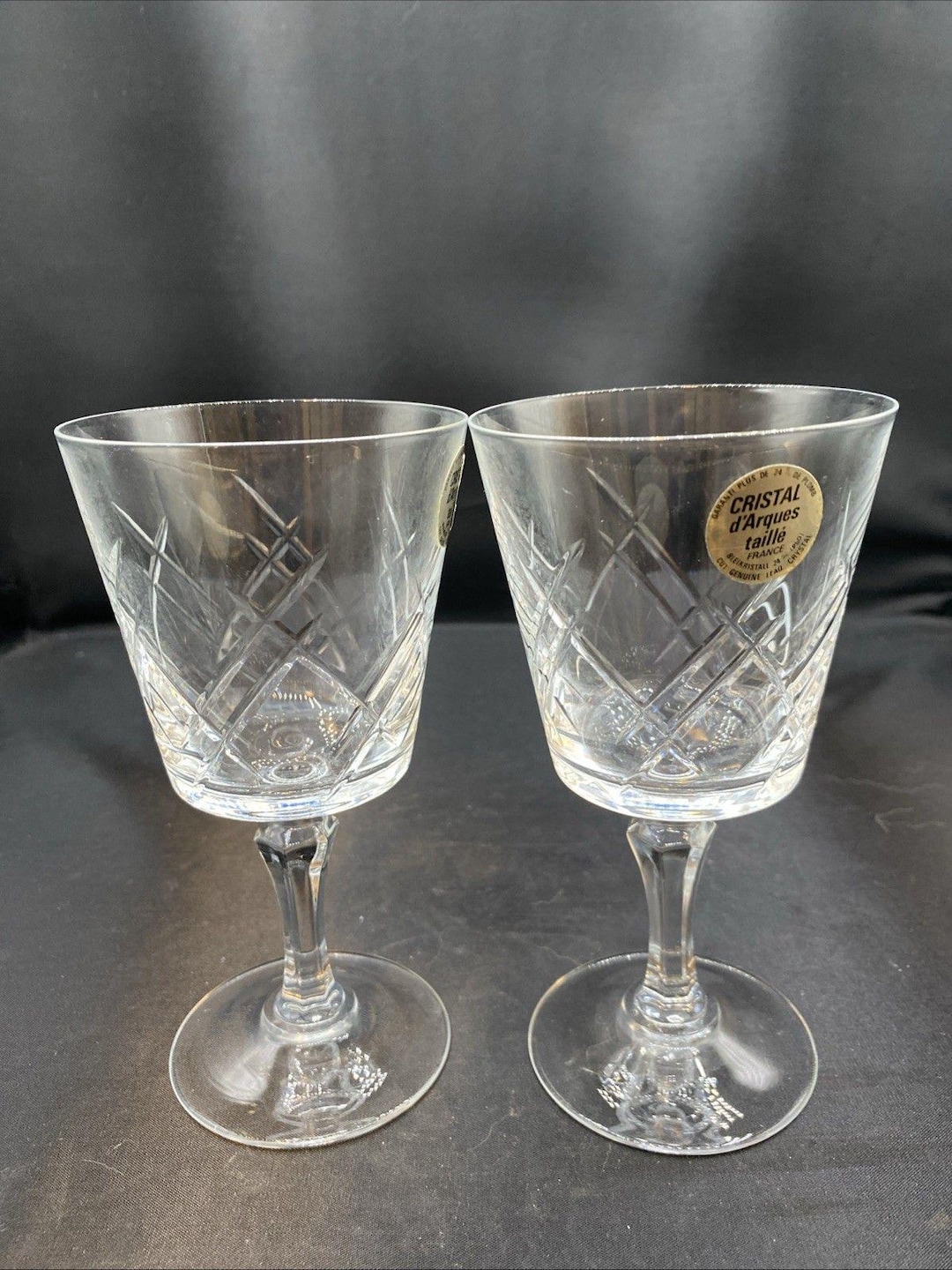 2 Cristal D Arques Durand Crystal Wine Goblets Chantilly Taille ...