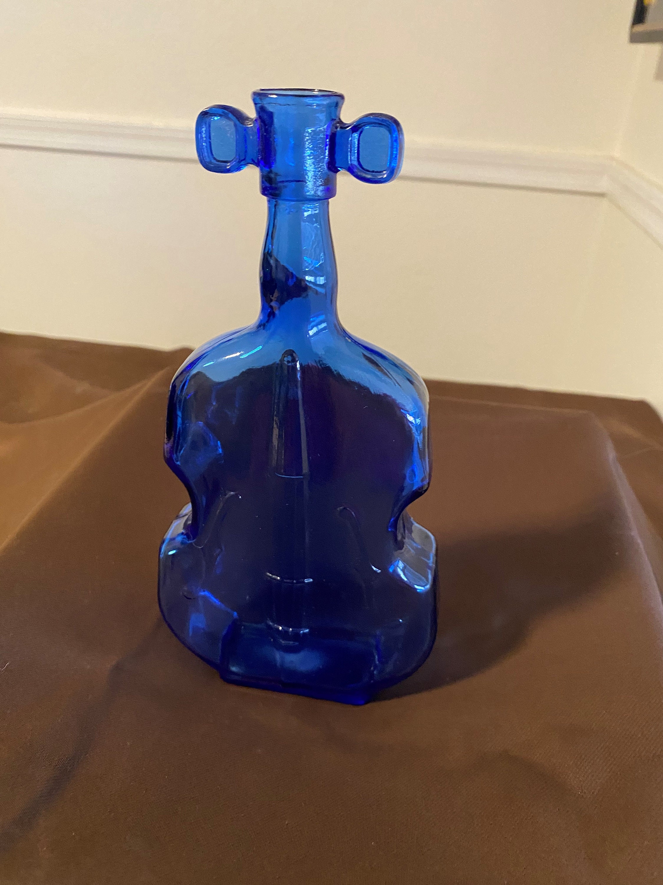 Vintage Cobalt Blue Glass Violin Bottle - Etsy
